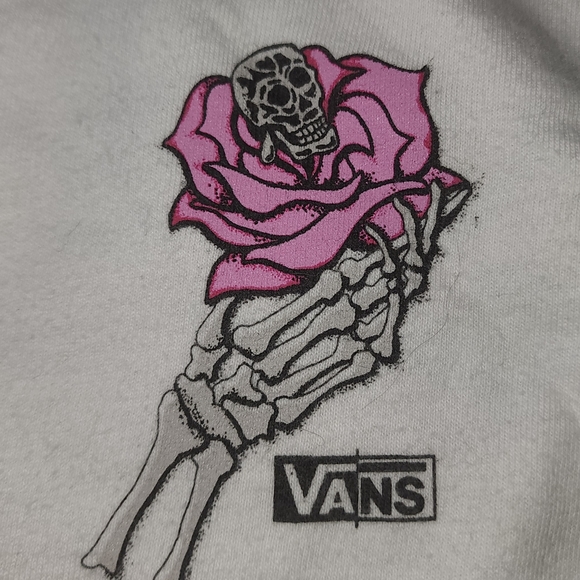 Vans | Tops | Vans White Short Sleeved Tee Skeleton Hand Holding Pink ...